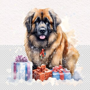 Watercolor Dog With Presents PNG Clipart - Dogs With Christmas Gifts ...