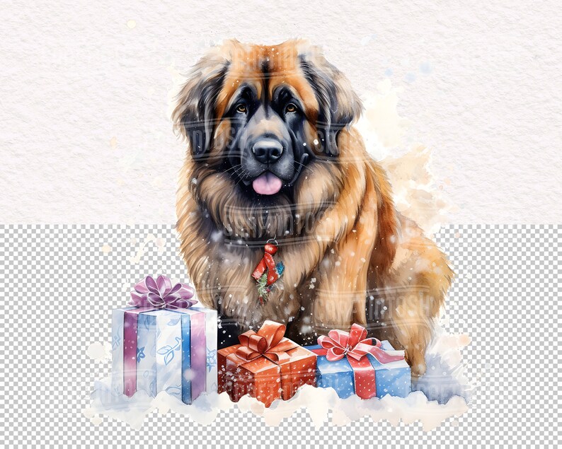 Watercolor Dog With Presents PNG Clipart Dogs With Christmas Gifts Cute ...