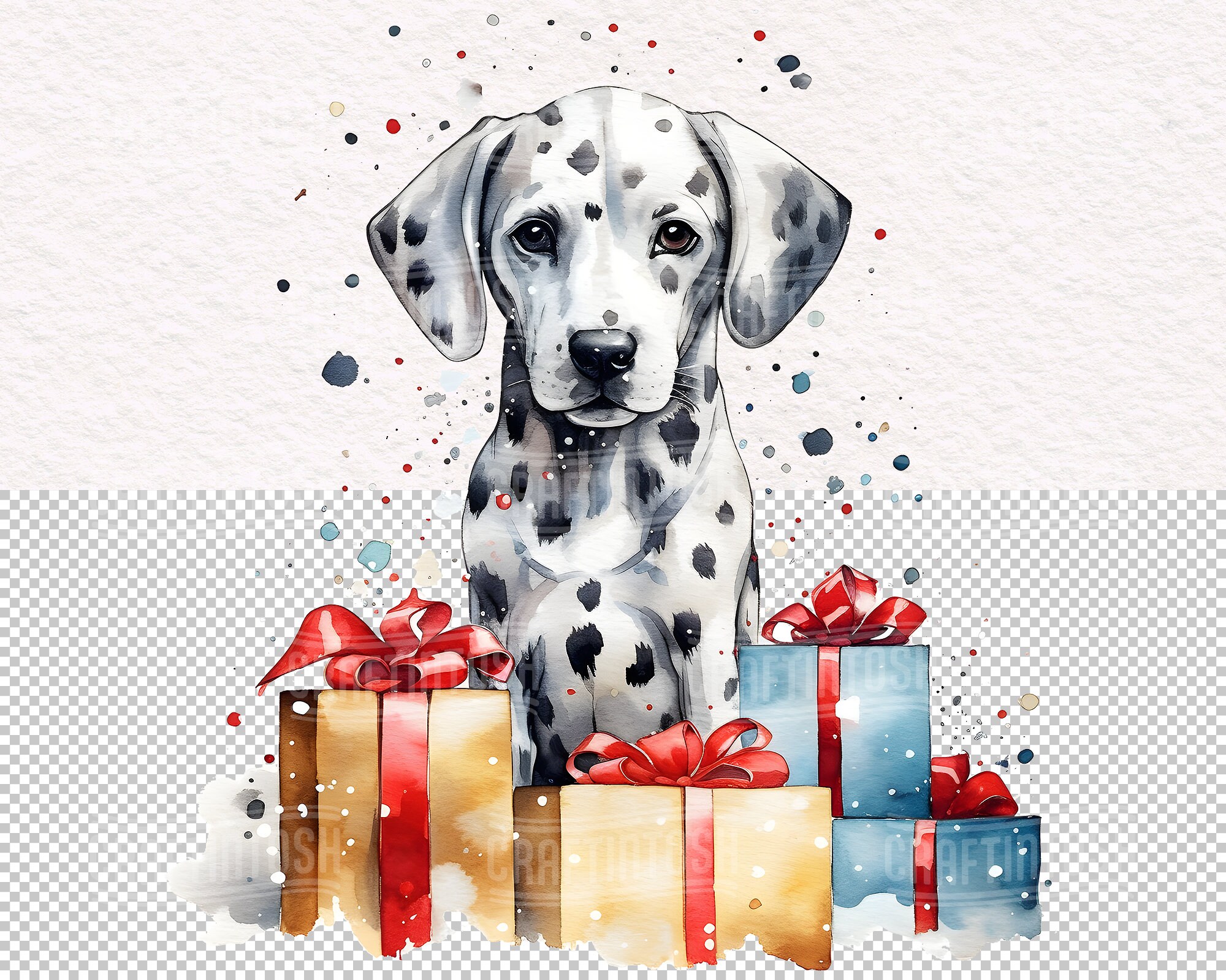 Watercolor Dog With Presents PNG Clipart Dogs With Christmas Gifts Cute ...