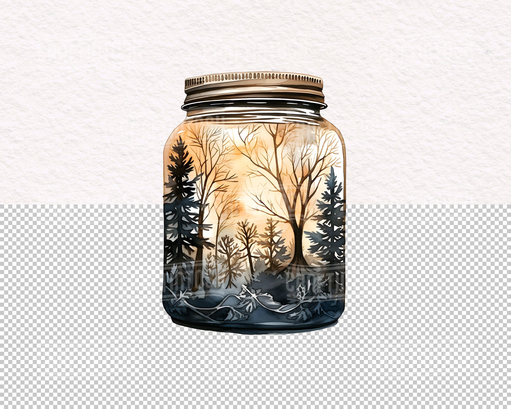 Watercolor Rustic Mason Jar Clipart: Transparent PNG, Enchanted Forest ...