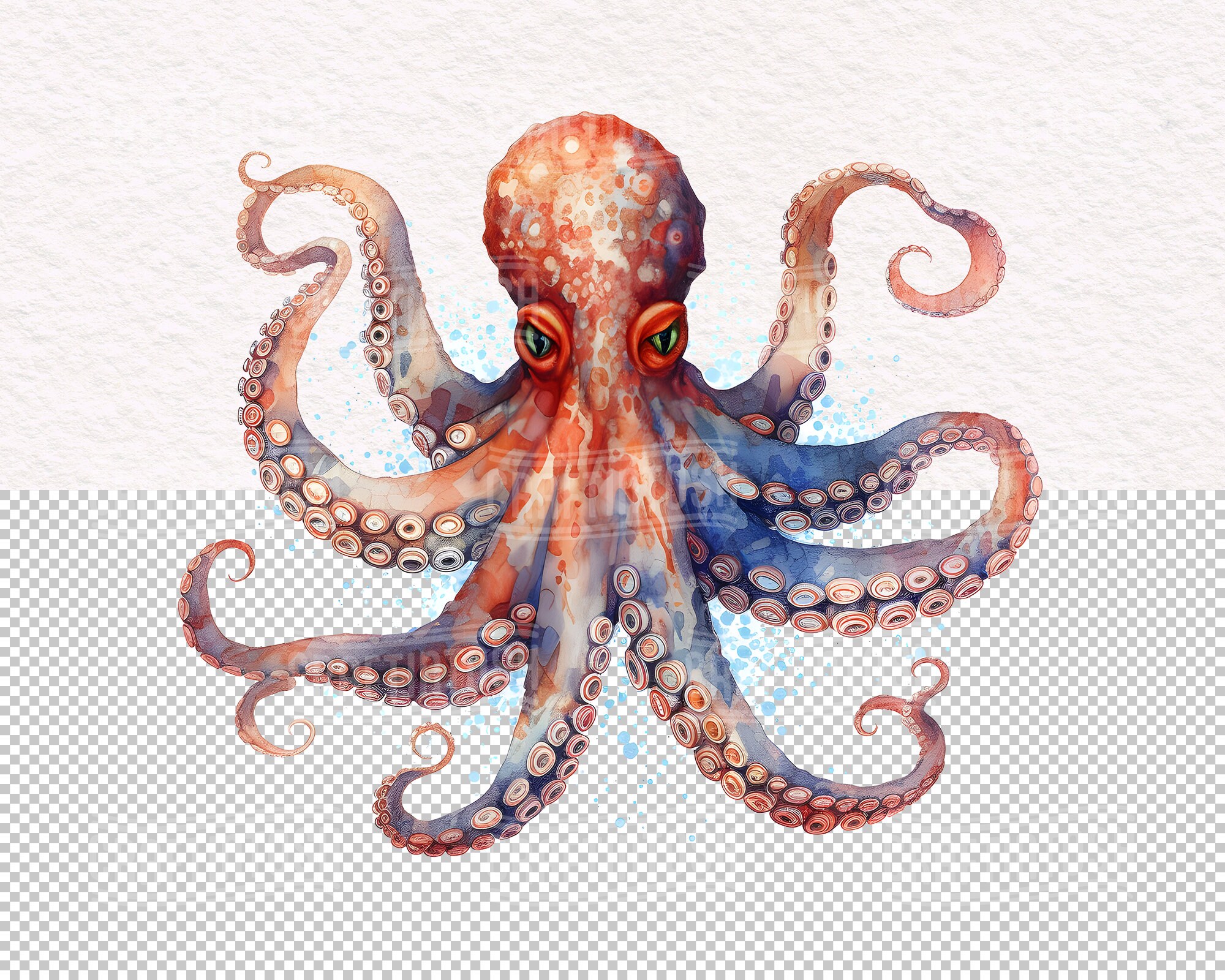 Watercolor Octopus Clipart Under the Sea Life Ocean PNG, Printable ...