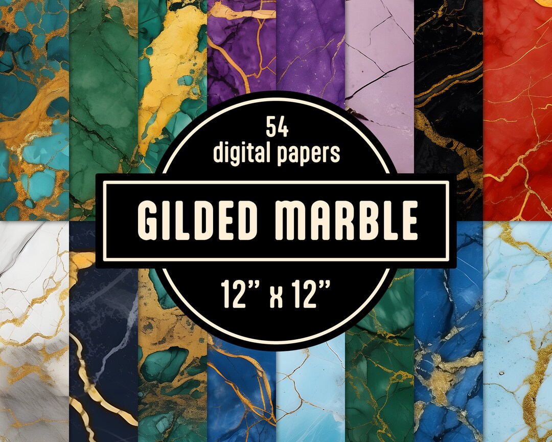 Gilded Gold Marble Digital Paper, Marble Textures, Gold Vein Marble ...