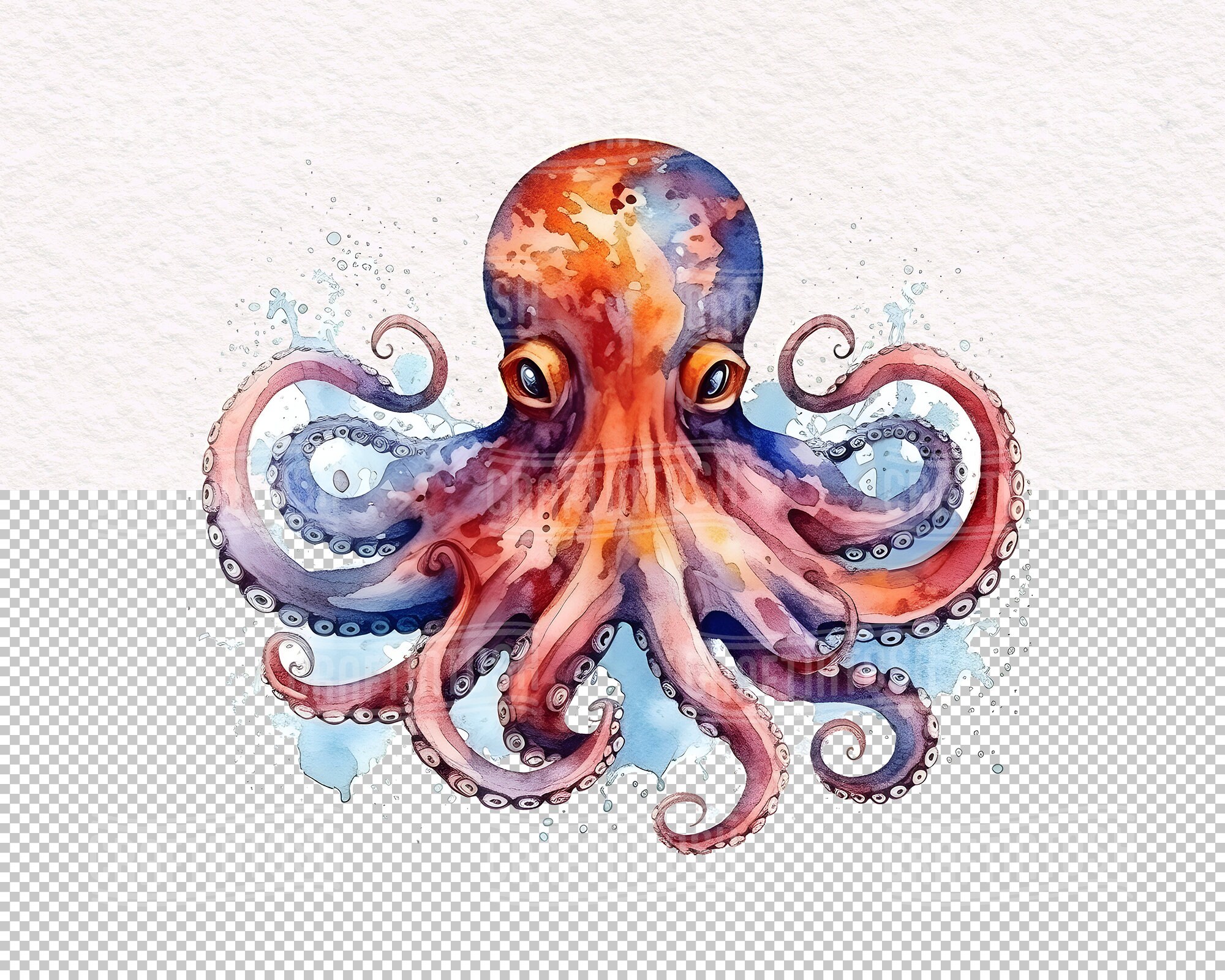 Watercolor Octopus Clipart Under the Sea Life Ocean PNG, Printable ...