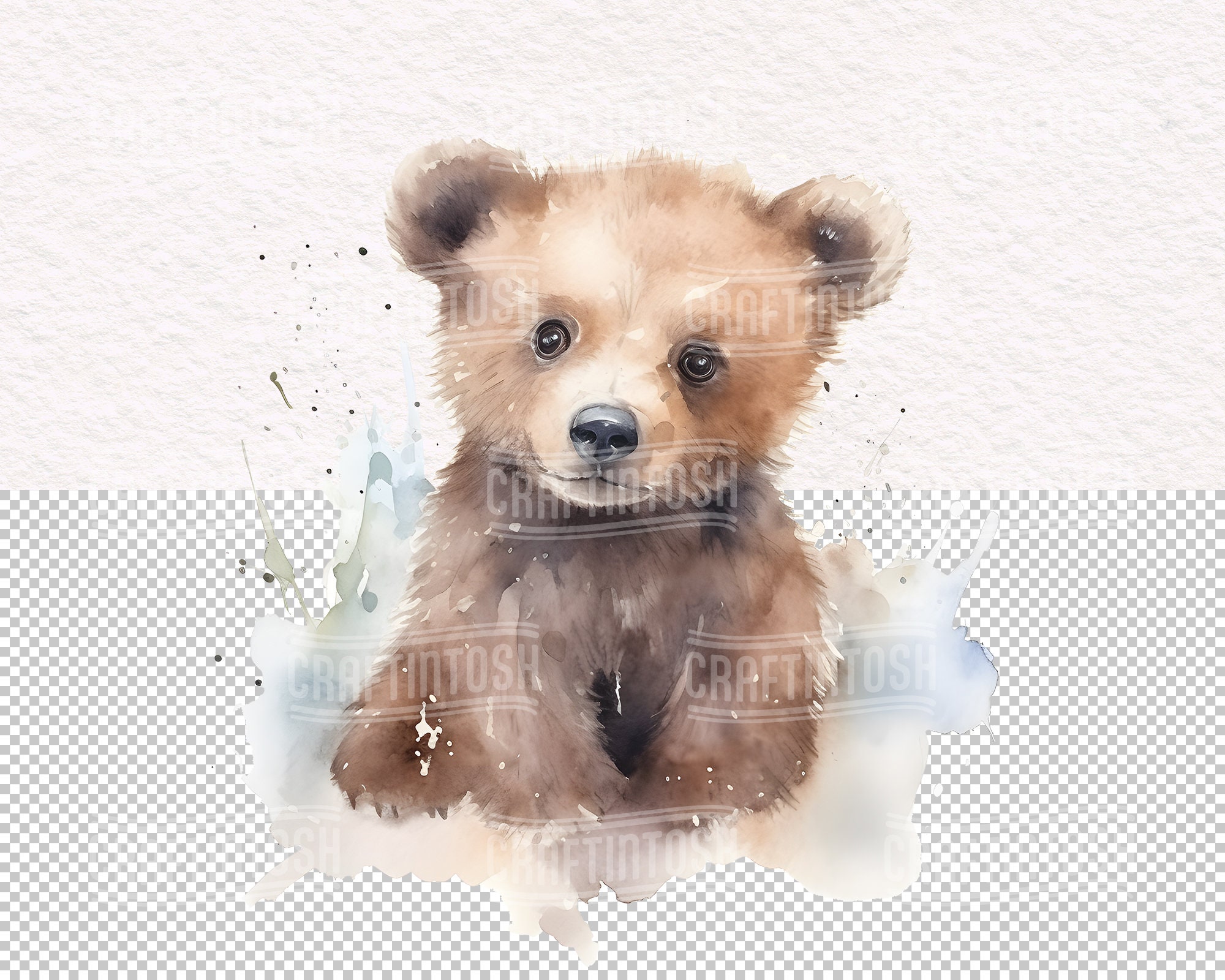 Watercolor Baby Bear Clipart - Cute Forest Animals, Teddy Bear Image ...