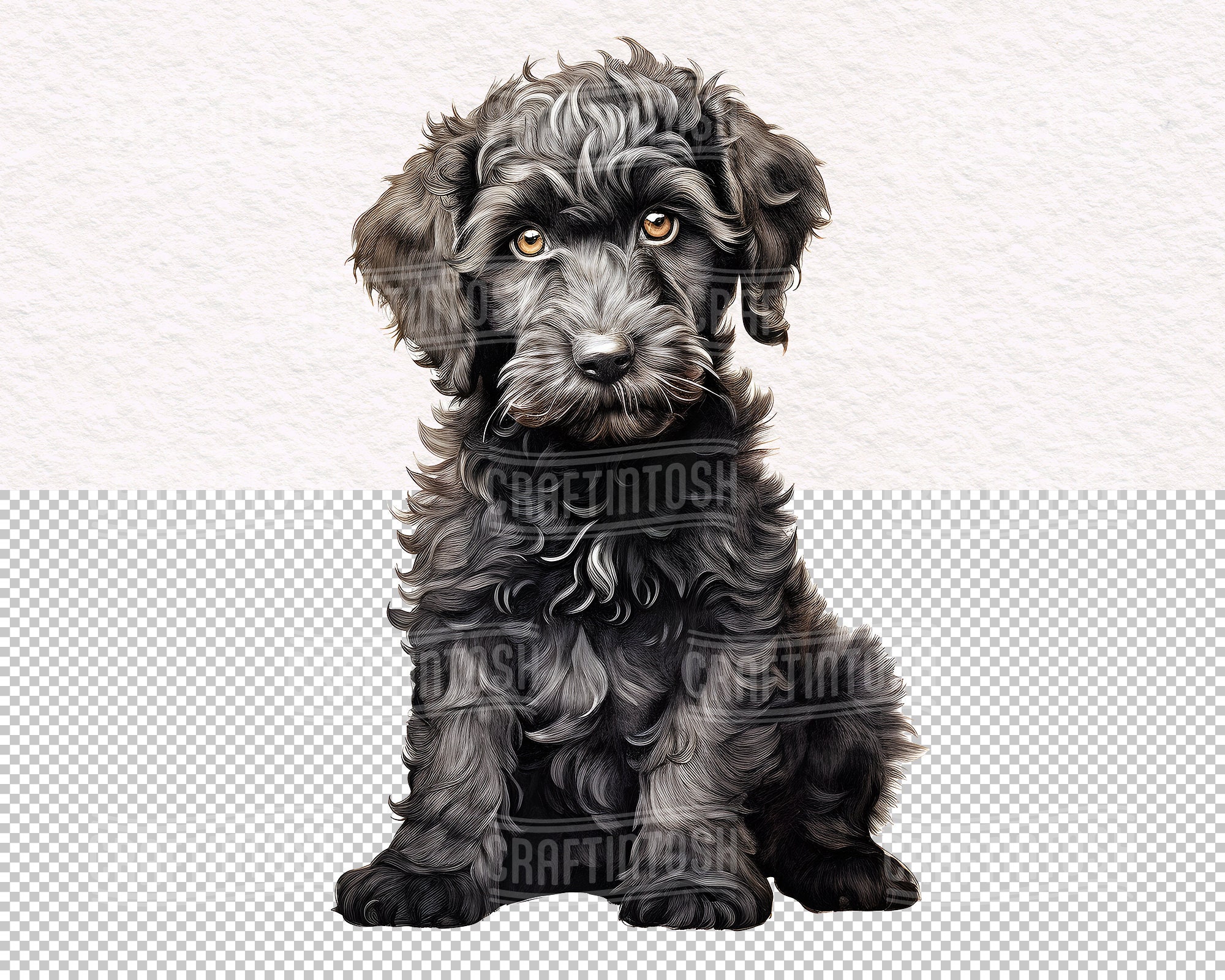 Watercolor Black Labradoodle Dog PNG Clipart Cute Puppies Pet Portrait ...