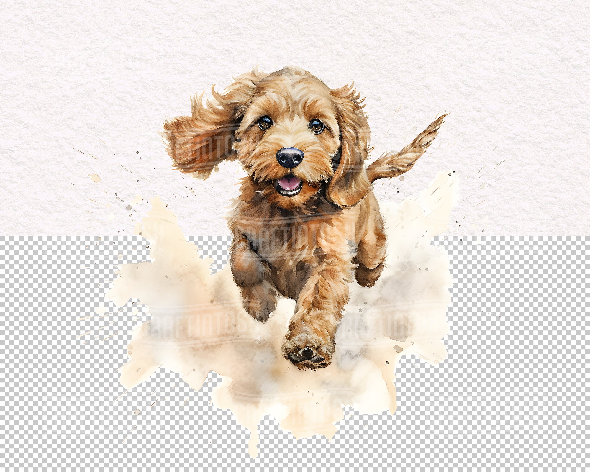 Watercolor Cockapoo Dog PNG Clipart Cute Puppies Pet - Etsy