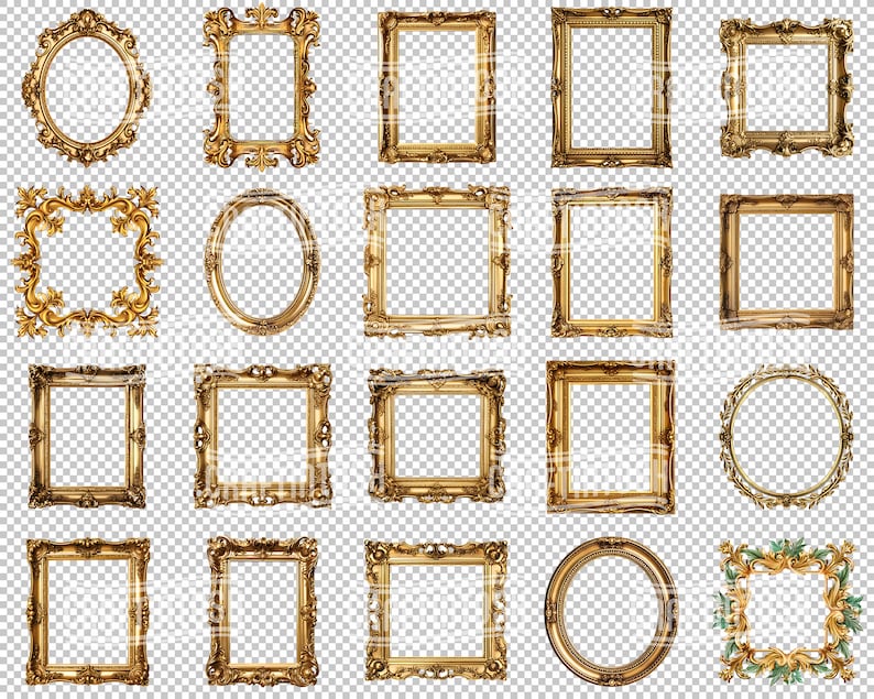 Vintage Gold Frames Clipart Bundle - High Resolution Printable Picture ...