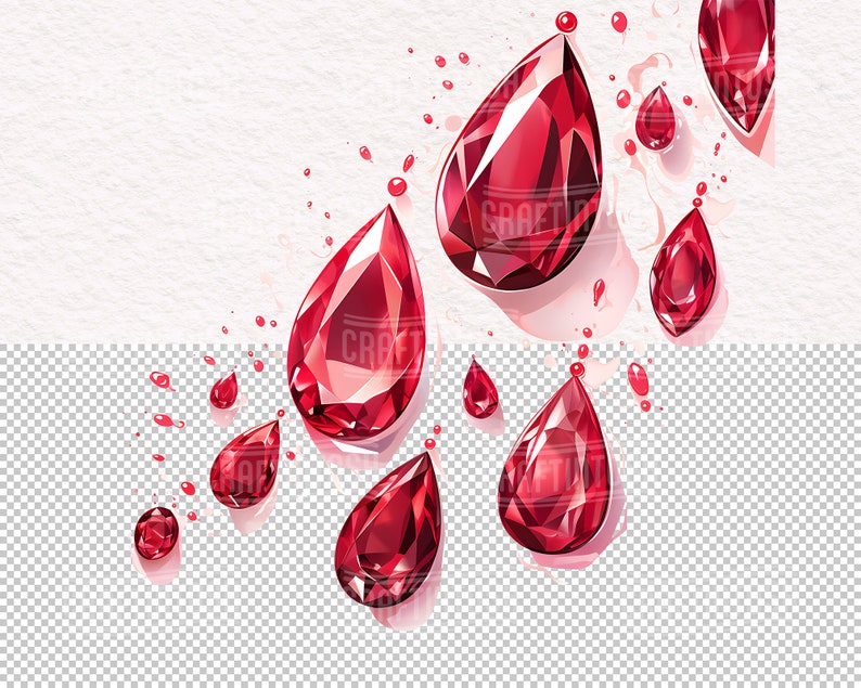 Watercolor Red Ruby Gemstone Clipart - 26 PNG Ruby Clipart Cut Heart ...