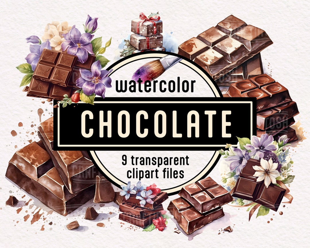 Watercolor Chocolate Clipart Chocolate Bar Chocolate Gifts PNG Instant ...
