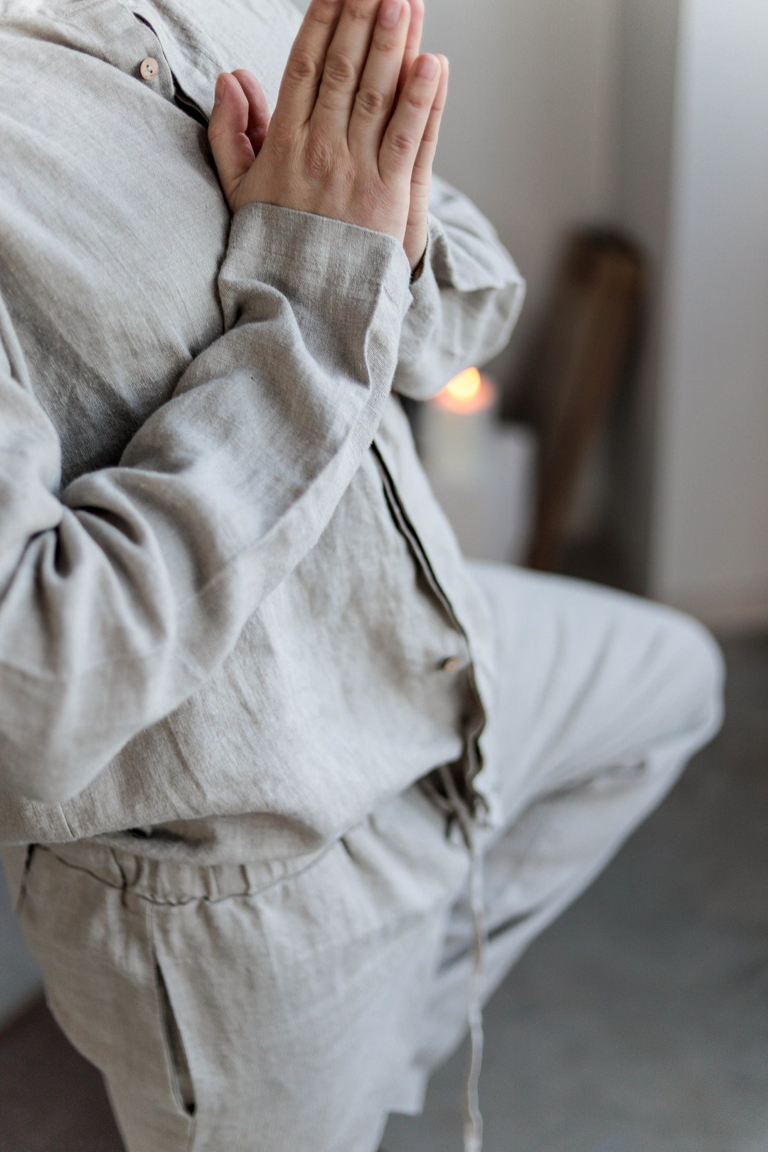 Natural Men's LT Linen Shirt Energy Practise Clothing for Tai Chi, Qi ...