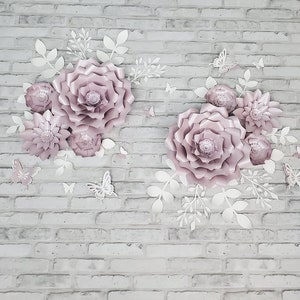 Purple Large Flowers Nursery Wall. Large Purple Paper Flowers Wall ...