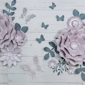 Purple Large Flowers Nursery Wall. Large Purple Paper Flowers Wall ...