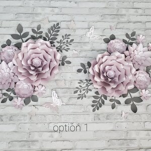 Purple Large Flowers Nursery Wall. Large Purple Paper Flowers Wall ...