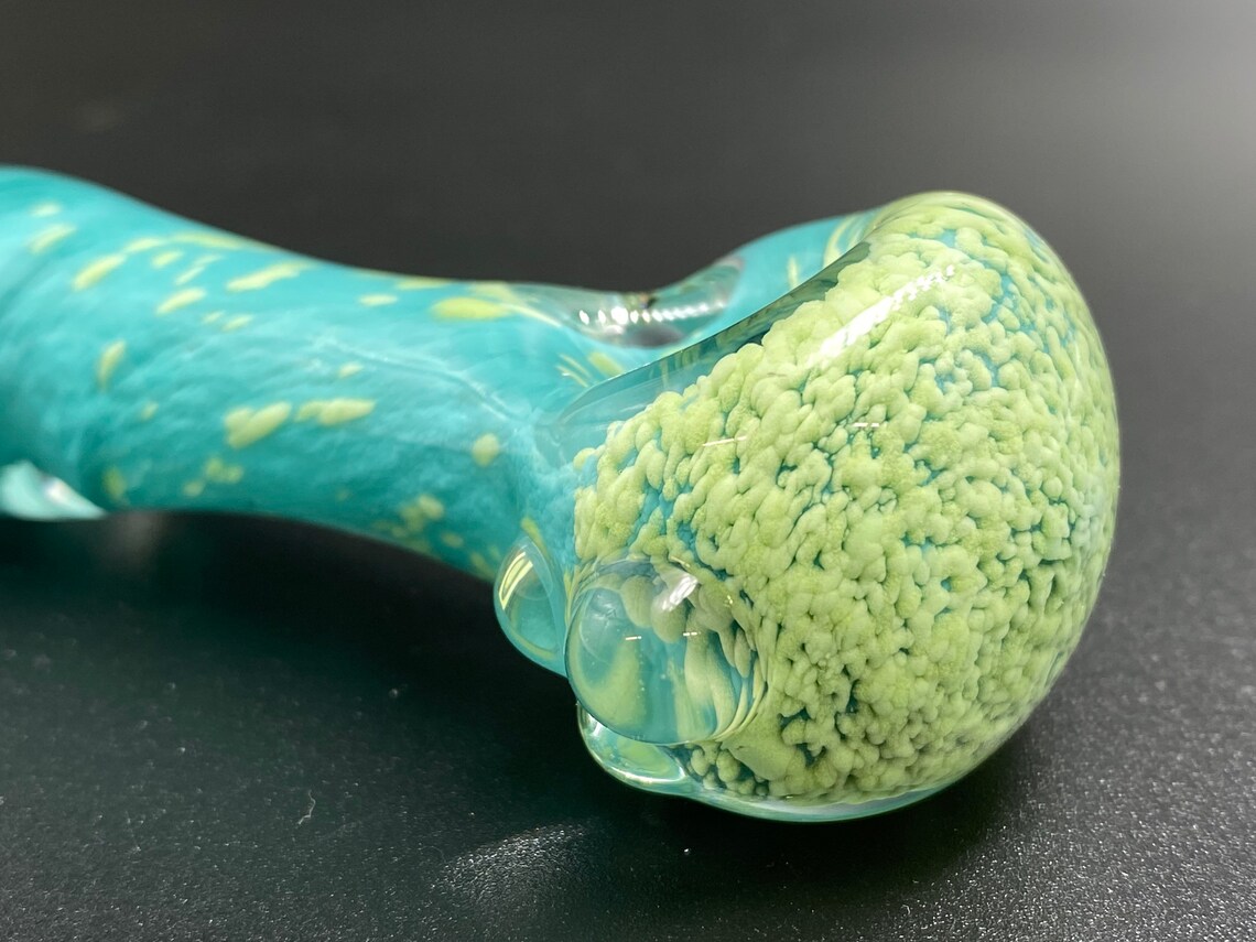 Small Lizard Green and Opaque Aqua Inside Out Frit Pipe | Etsy