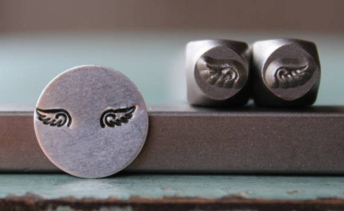 4mm Angel Wings right and Left Metal Design 2 Stamp Set - Etsy