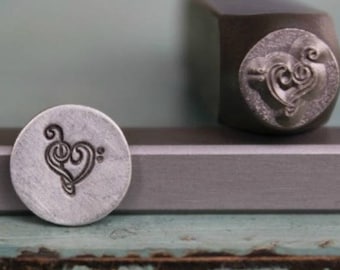 7mm Music Note With Heart Metal Design Stamp Metal Stamp - Etsy