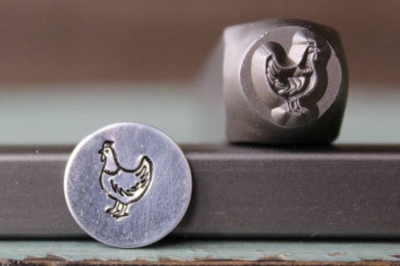 8mm Mother Hen chicken Metal Design Stamp Supply Guy Stamp - Etsy