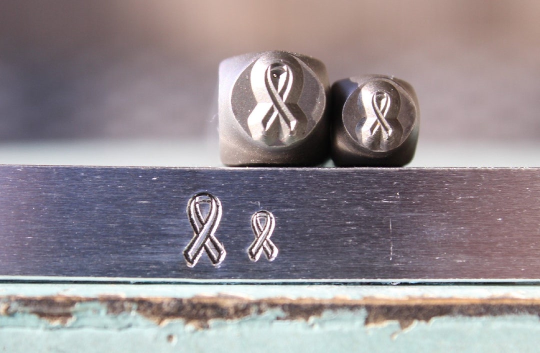 6mm and 4mm Breast Cancer Awareness Ribbon Metal Design 2 Stamp Set ...