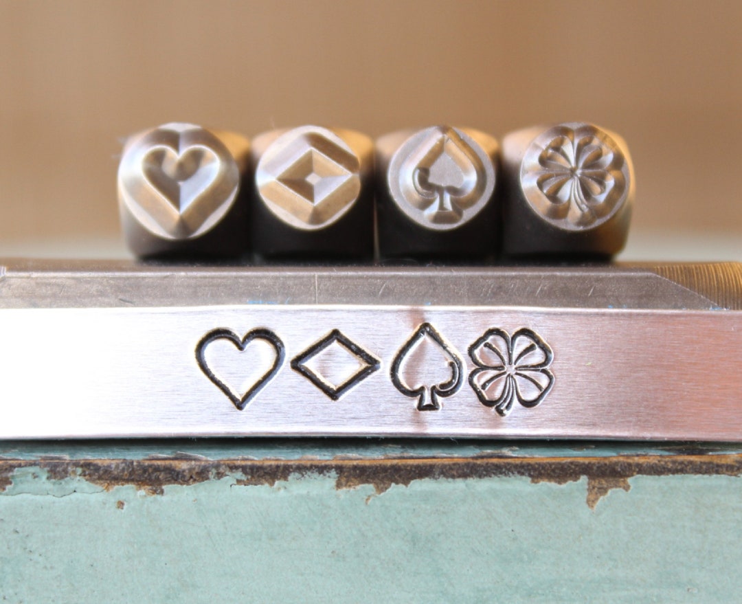 6mm Spade, Club, Heart and Diamond Card Symbol Metal Design 4 Stamp Set ...