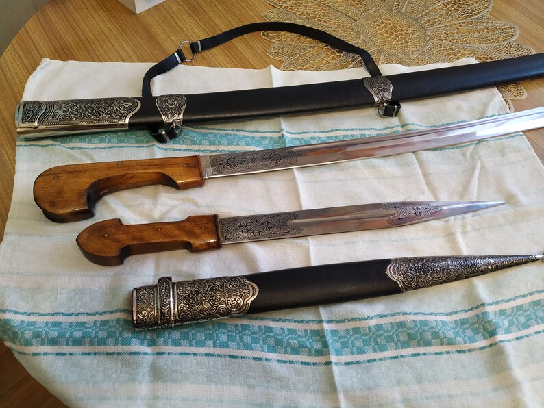 Full length Russian Cossack Shashka sword and cossack kinjal | Etsy