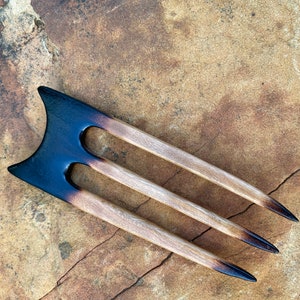 5 Burnt Cherry Wood 3 Prong Hair Fork - Etsy