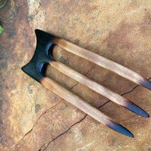 5 Burnt Cherry Wood 3 Prong Hair Fork - Etsy