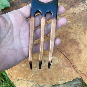 5 Burnt Cherry Wood 3 Prong Hair Fork - Etsy