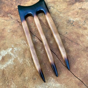 5 Burnt Cherry Wood 3 Prong Hair Fork - Etsy