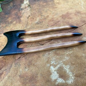 5 Burnt Cherry Wood 3 Prong Hair Fork - Etsy