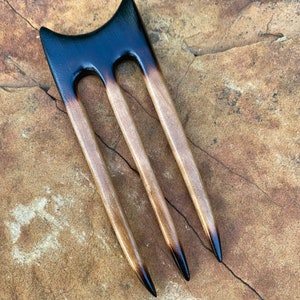 5 Burnt Cherry Wood 3 Prong Hair Fork - Etsy