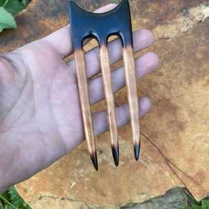 5 Burnt Cherry Wood 3 Prong Hair Fork - Etsy