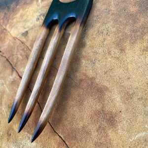 5 Burnt Cherry Wood 3 Prong Hair Fork - Etsy