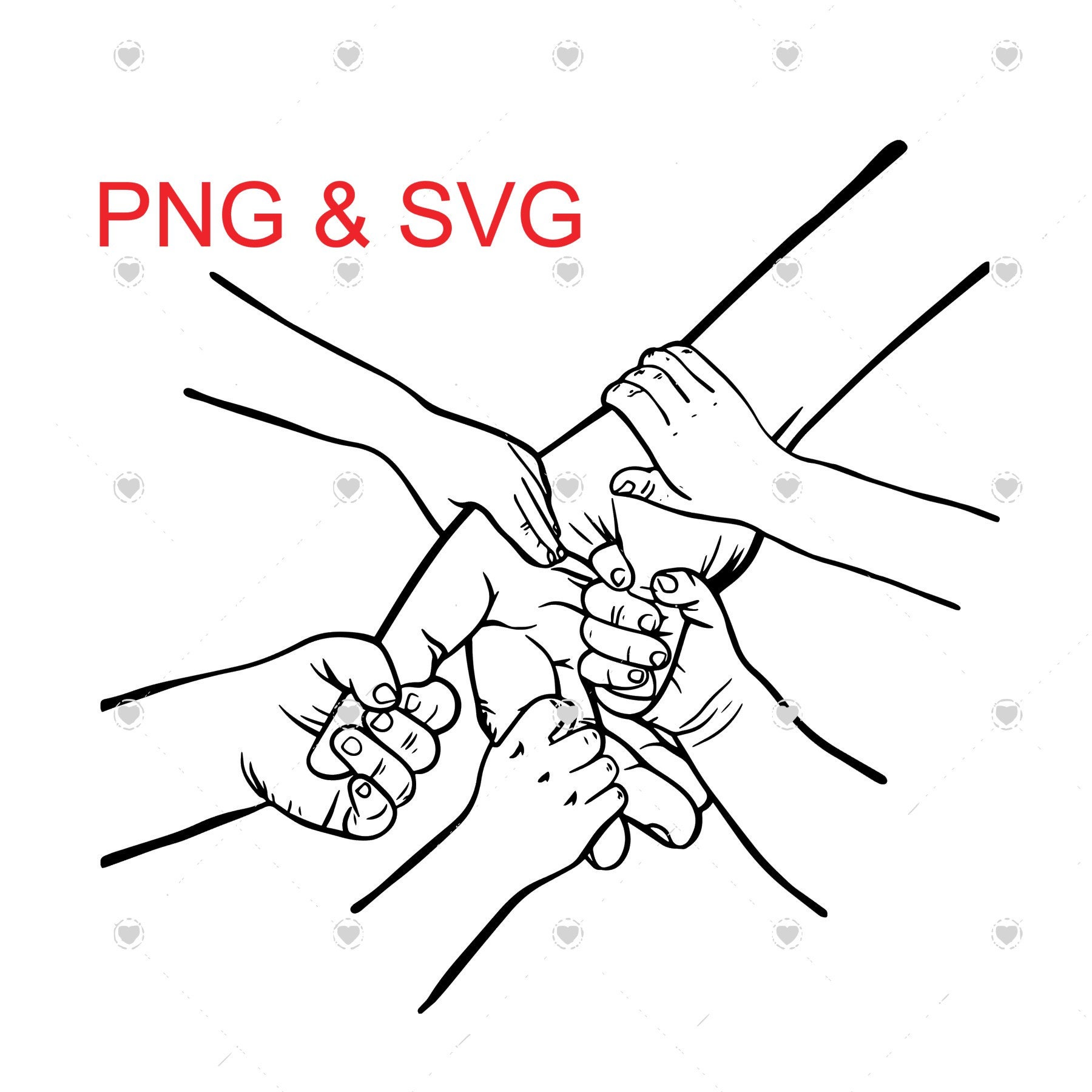 Mom and Kids Holding Hands SVG and PNG Design up to 5 Children Hands ...