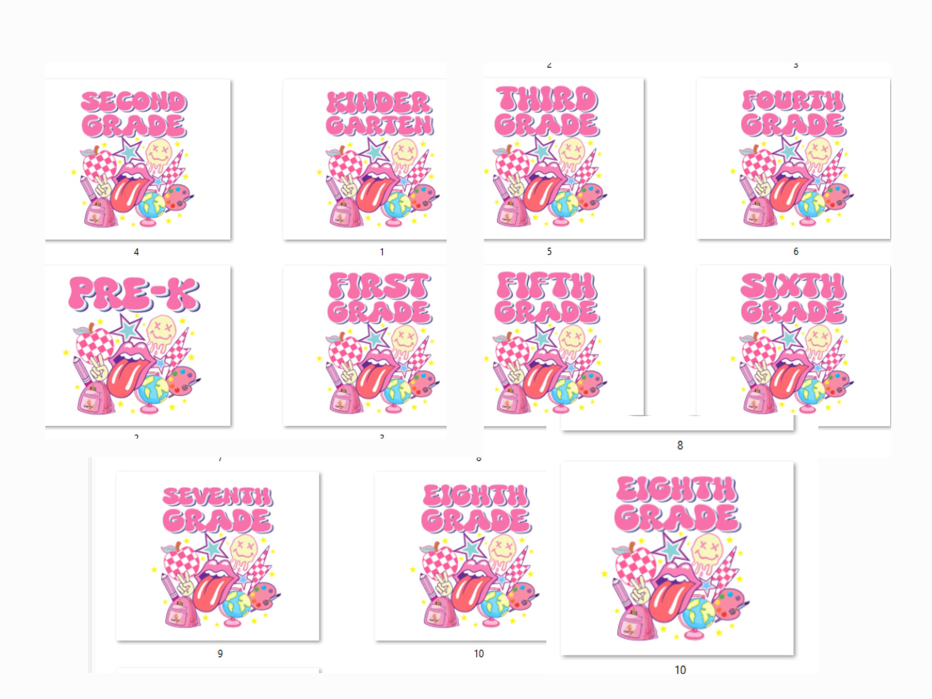 Back to School Retro Teacher Life PNG Bundle, First Day of School Grade ...