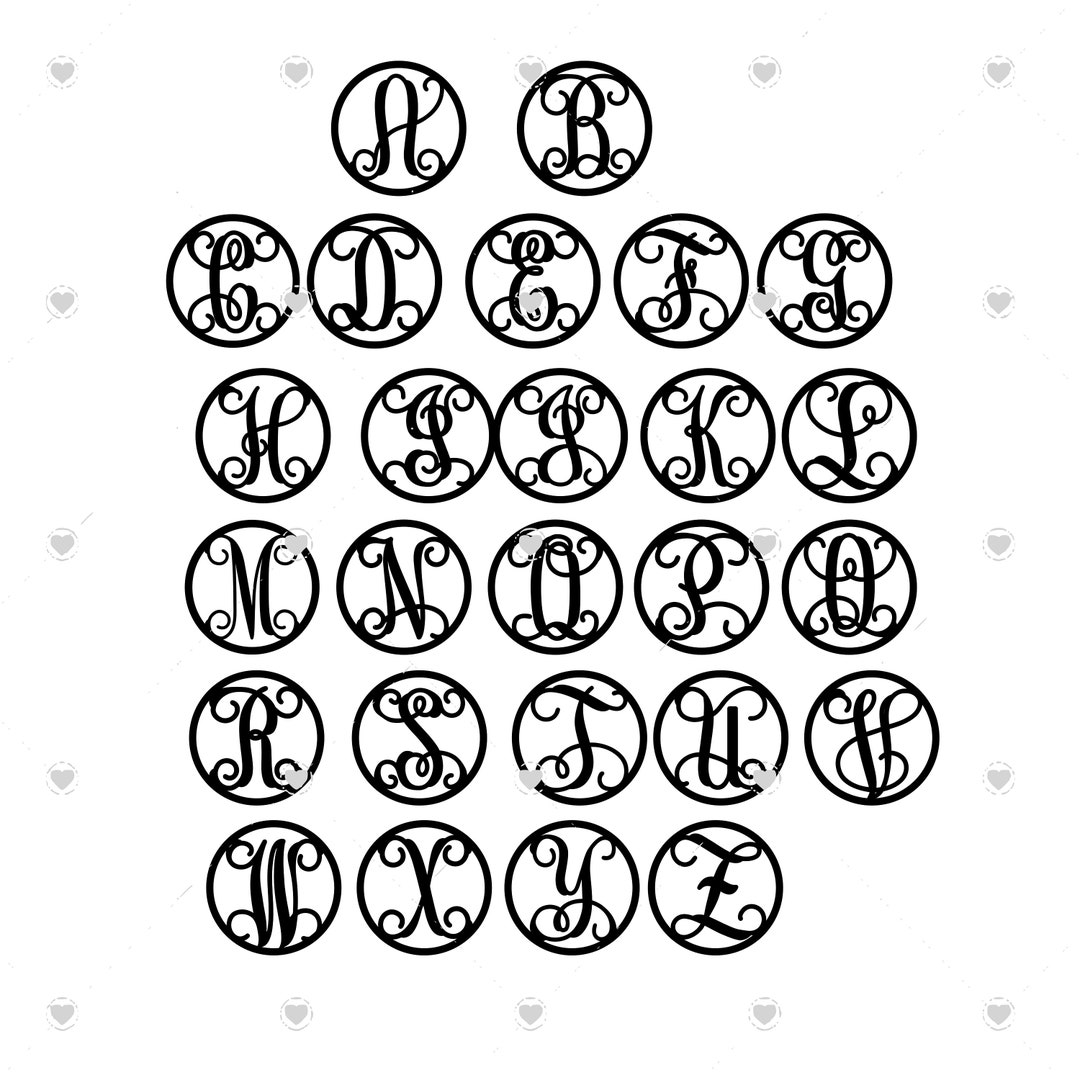 Circle One Letter Monogram Fonts Svg Monogram Files for Cricut SVG ...