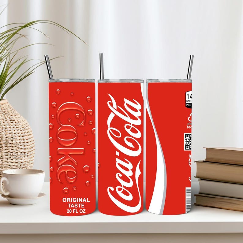 Coca Cola PNG Sublimation Design Bundle, 20oz Skinny Tumbler Wrap, Soda ...