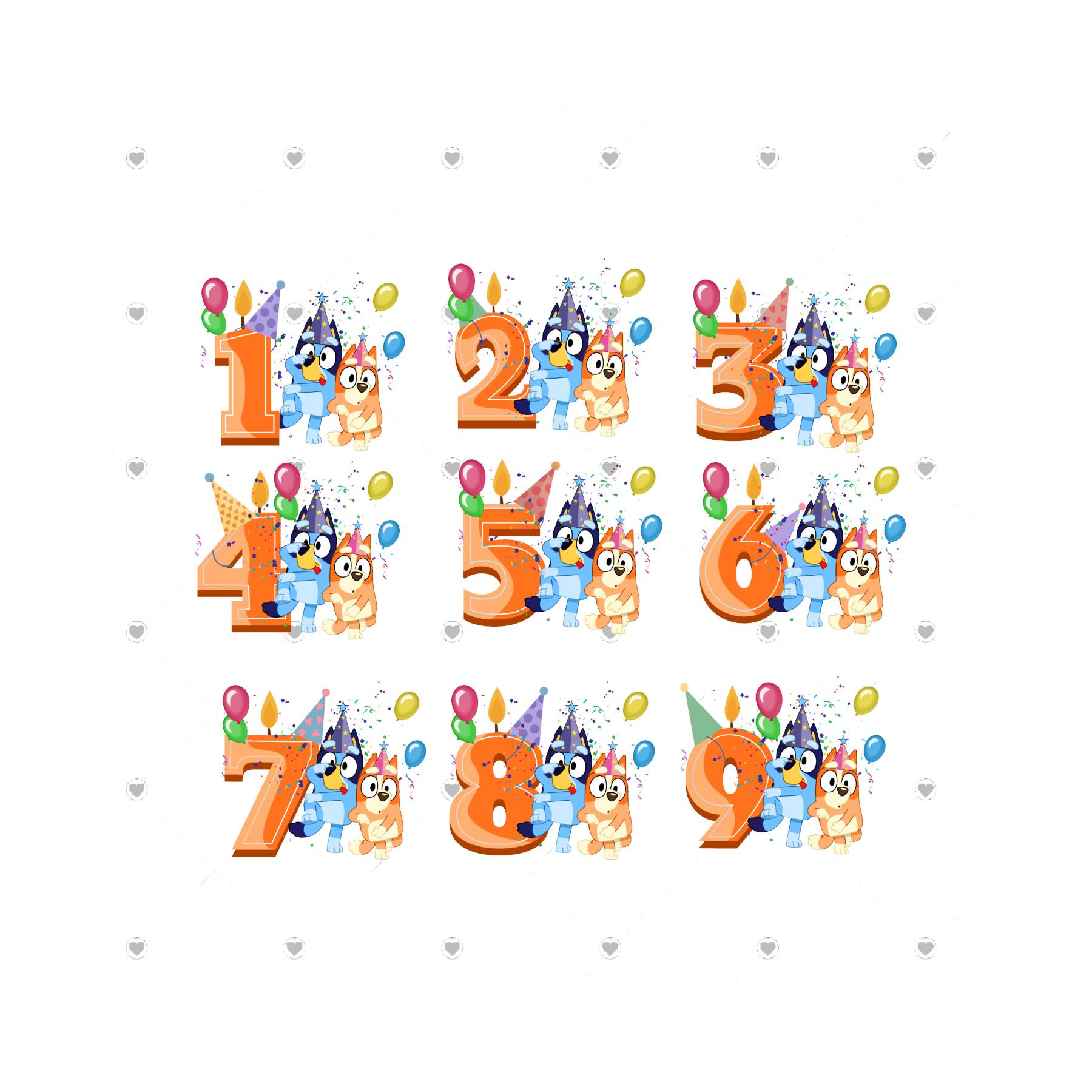 Buy Bluey Birthday PNG Number Design Bundle for Sublimation, Bluey ...