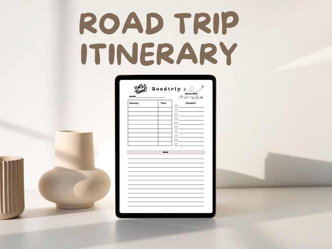 Road Trip Itinerary Digital PDF Printable Planner Instant Download ...