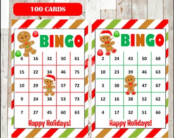Printable 60 Christmas Bingo Cards printable Christmas Bingo | Etsy