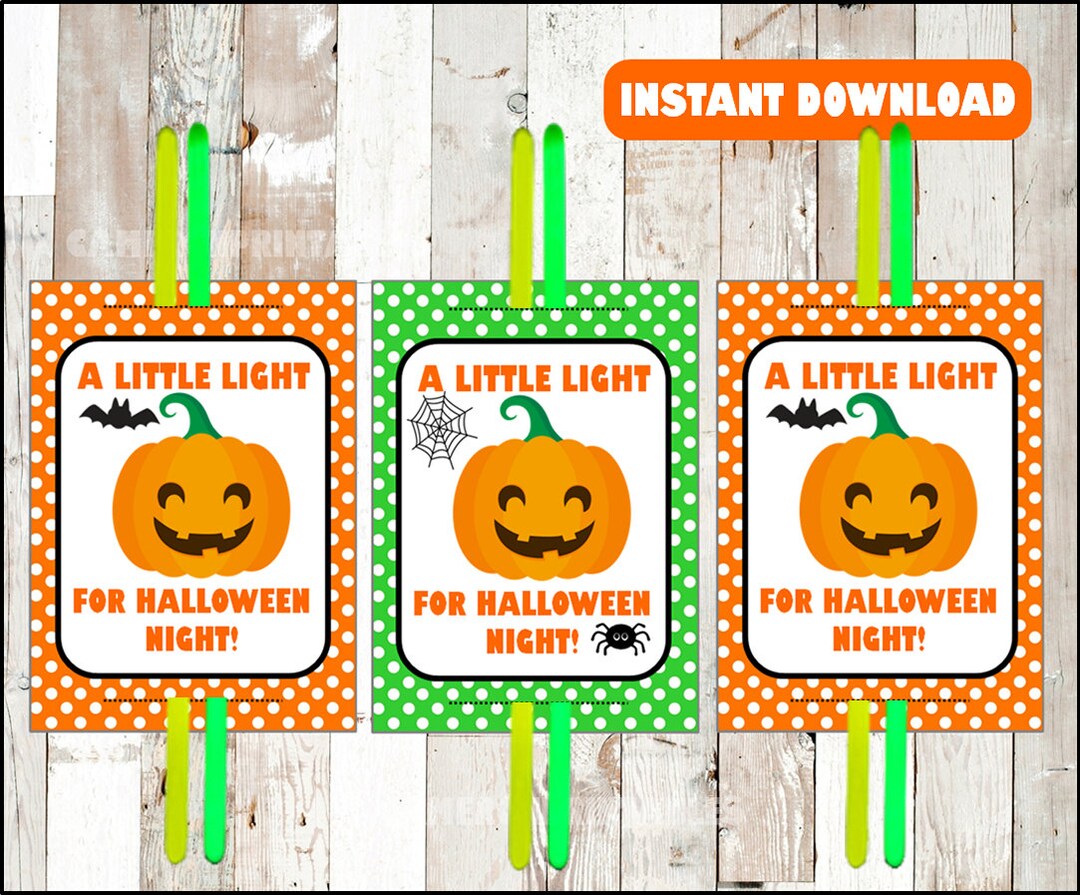 A Little Light for Halloween Night! Glow Stick Gift Tags for Halloween ...