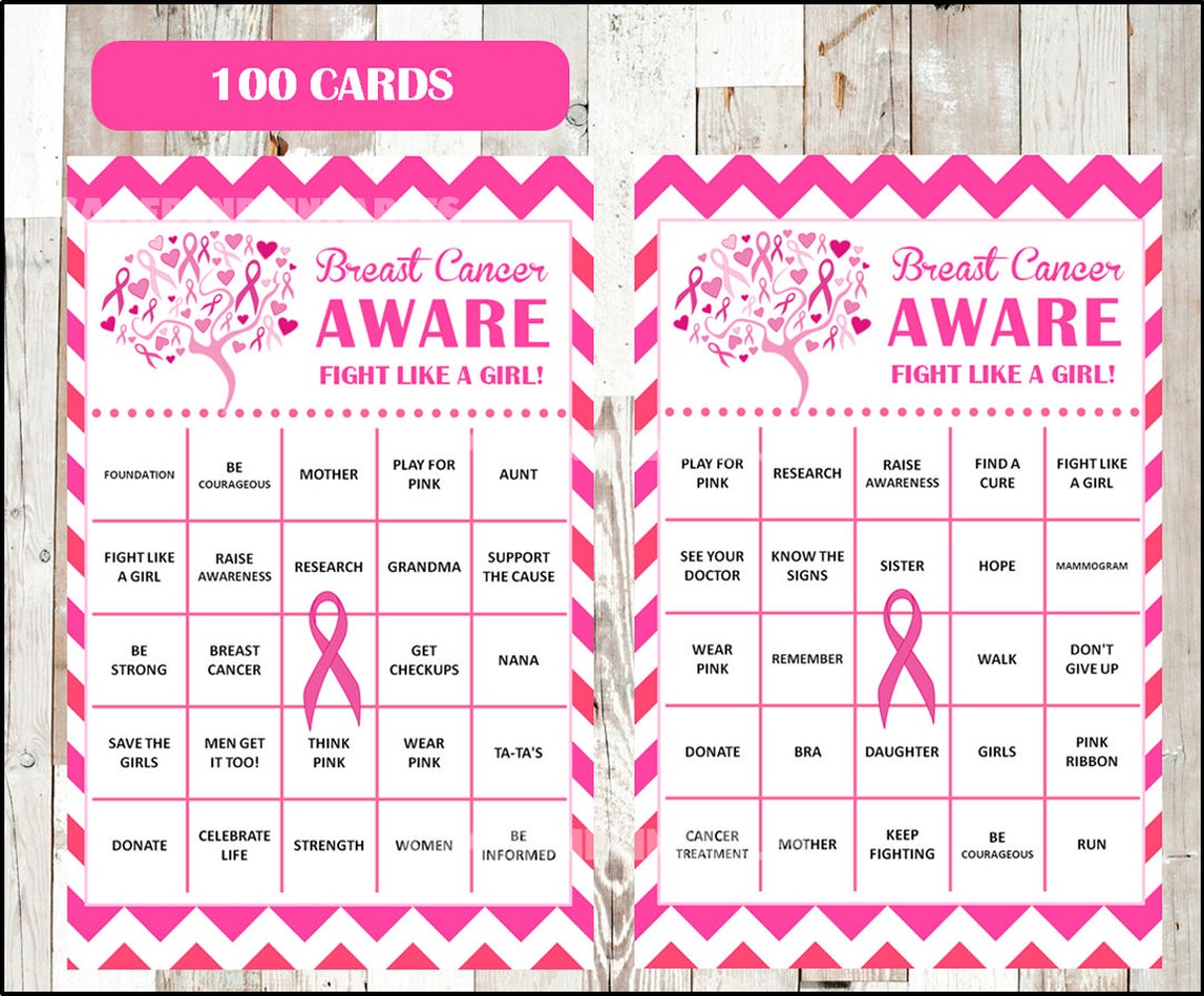 Breast Cancer Awareness Month Bingo Cards Printable Pink - Etsy