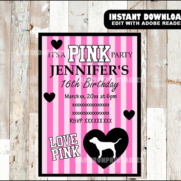 Victoria Secret Pink Party Supplies - Etsy