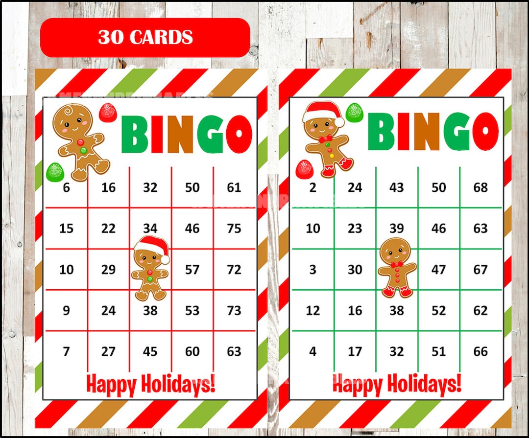 Christmas Gingerbread Bingo Printable Game 30 Different Cards Christmas ...
