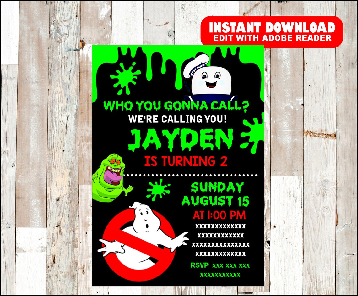 Ghostbusters Party Invitation, Ghostbusters Birthday Invitation ...