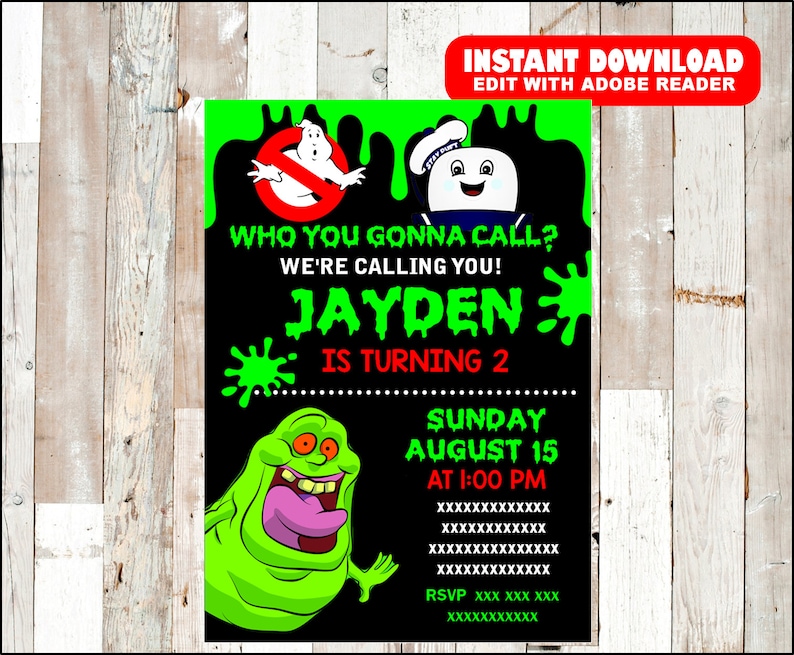 Ghostbusters Party Invitation, Ghostbusters Birthday Invitation ...