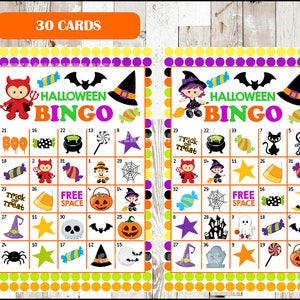 Halloween Bingo Game - Printable - 30 Different Cards - Party Game ...