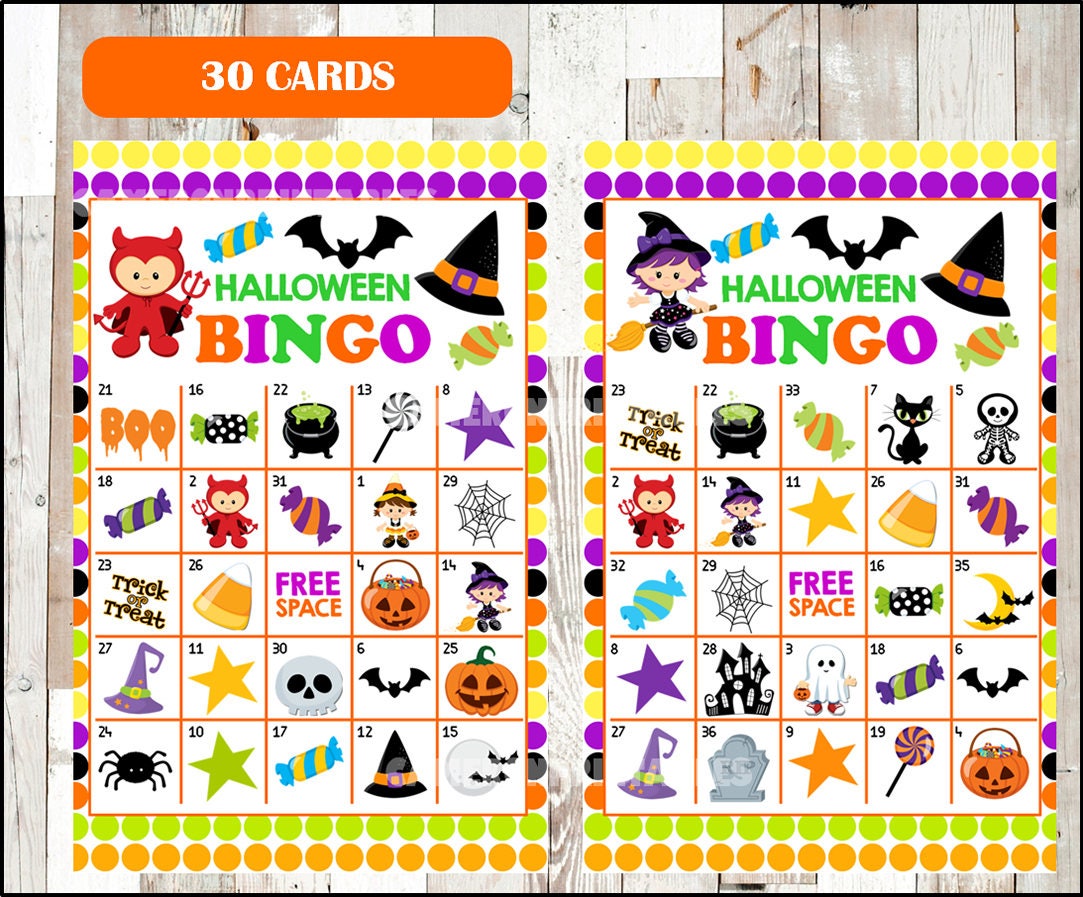 Printable 30 Halloween Bingo Cards; Printable Halloween Bingo Game ...