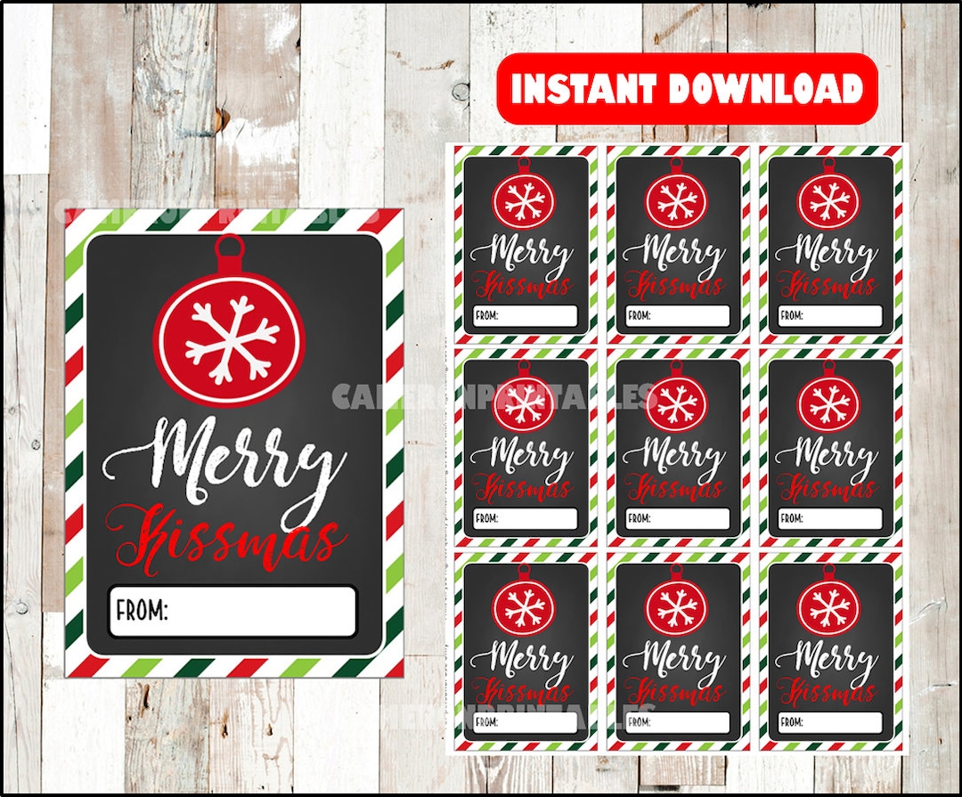 Merry Kissmas Gift Tag, Great Christmas Gift Tag to Pair With Lipstick ...