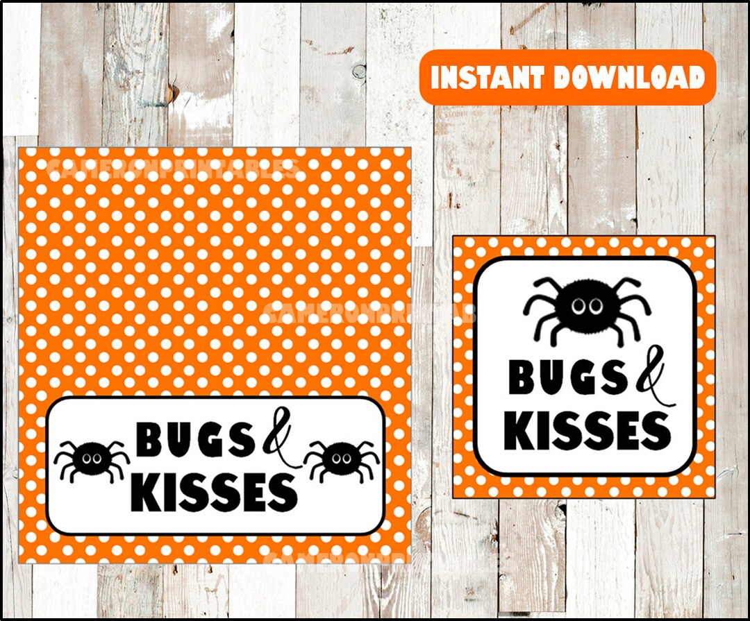 Bugs & Kisses Gift Tags and Bag Toppers, Halloween Party Favor ...