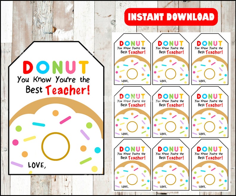 Teacher Appreciation End of the Year Donut Gift Tags | Etsy